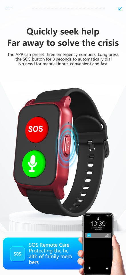 VS3 GPS Smartwatch for Elderly with SOS Voice Button 4G Portable ...