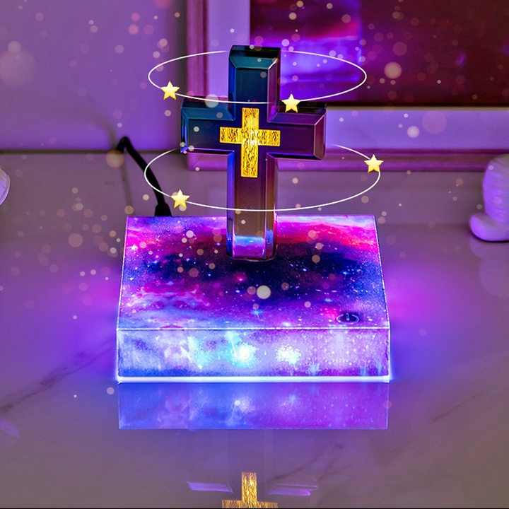 Magnetic Levitation Cross Lamp - Colorful LED Art Decor