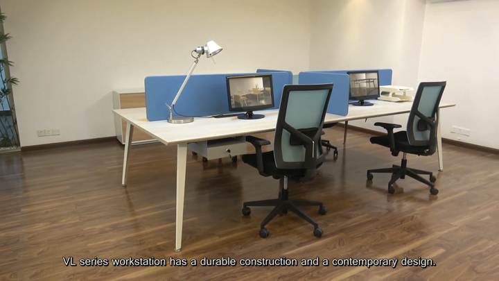 Modern Work Station Office Furniture for 6 Person White MDF Desk