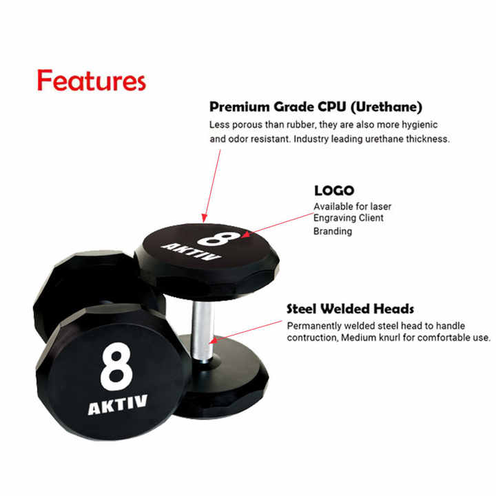 PU Coated Polygon Dumbbell Factory Price Custom Urethane PU Dumbbell ...