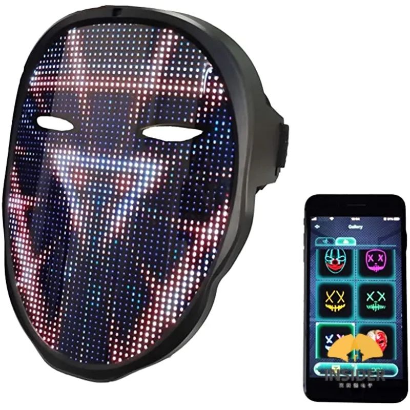 Halloween Face Changing Shining Mask USB Rechargeable Led Screen Smart ...