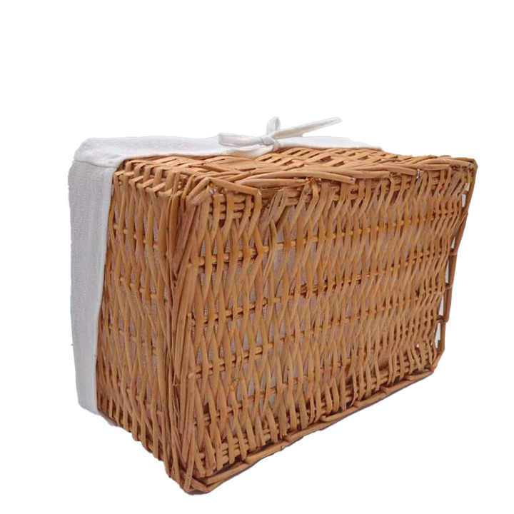 Topsell Modern Rectangle Wicker Storage Basket with Fabric Wicker ...