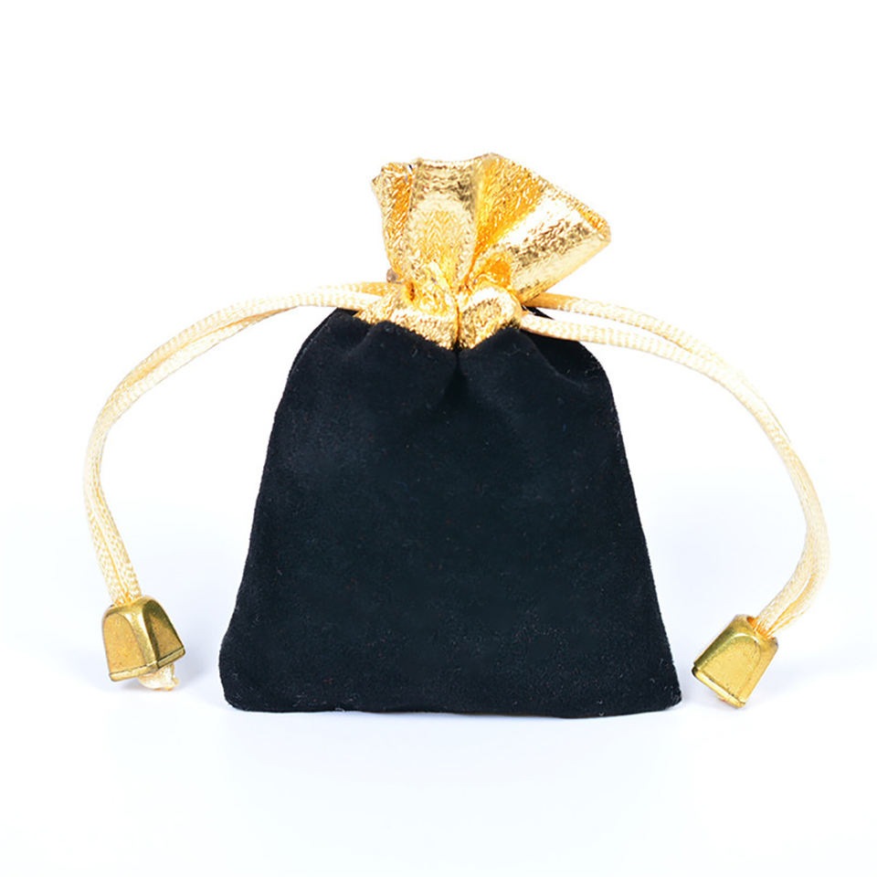 Sparkling Gold Drawstring Closure Pouch Gift Velvet Bag for Jewelry ...