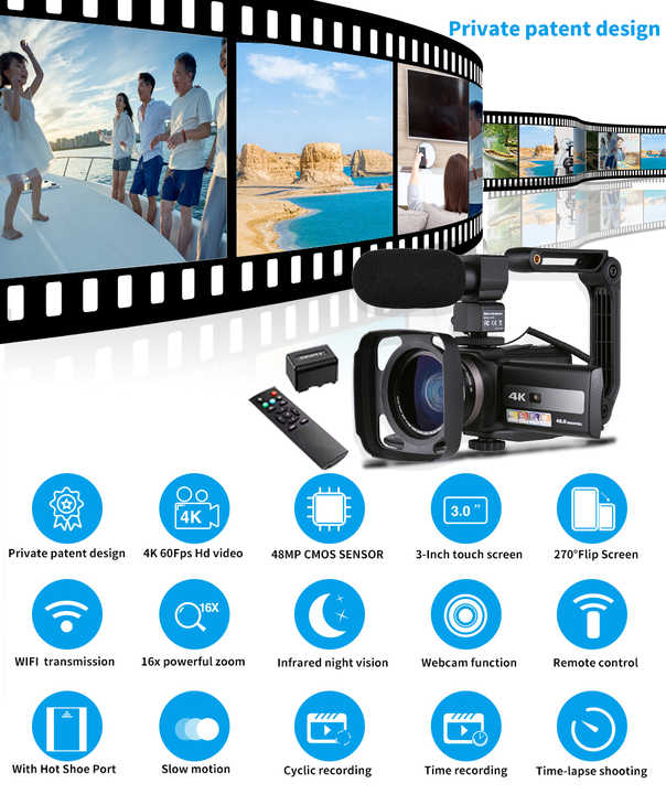 48MP Digital Video Camera - Professional Streaming Camcorder