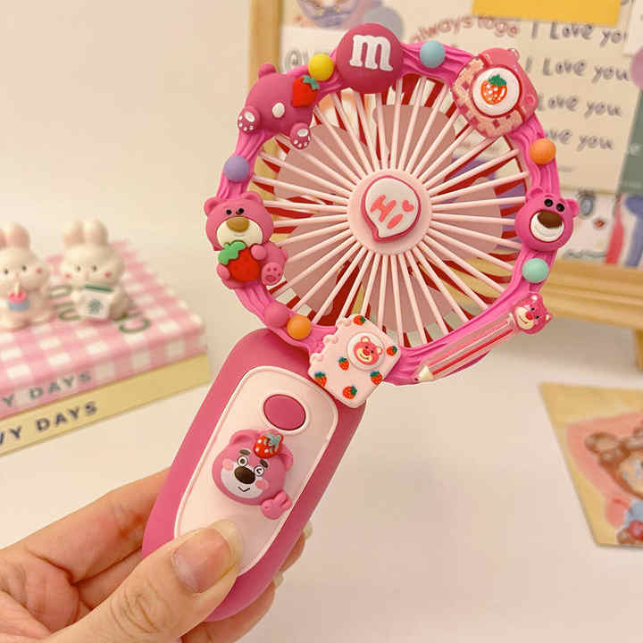 Outdoor Portable Small Fan Cartoon Electric Hand Fan Diy Material ...