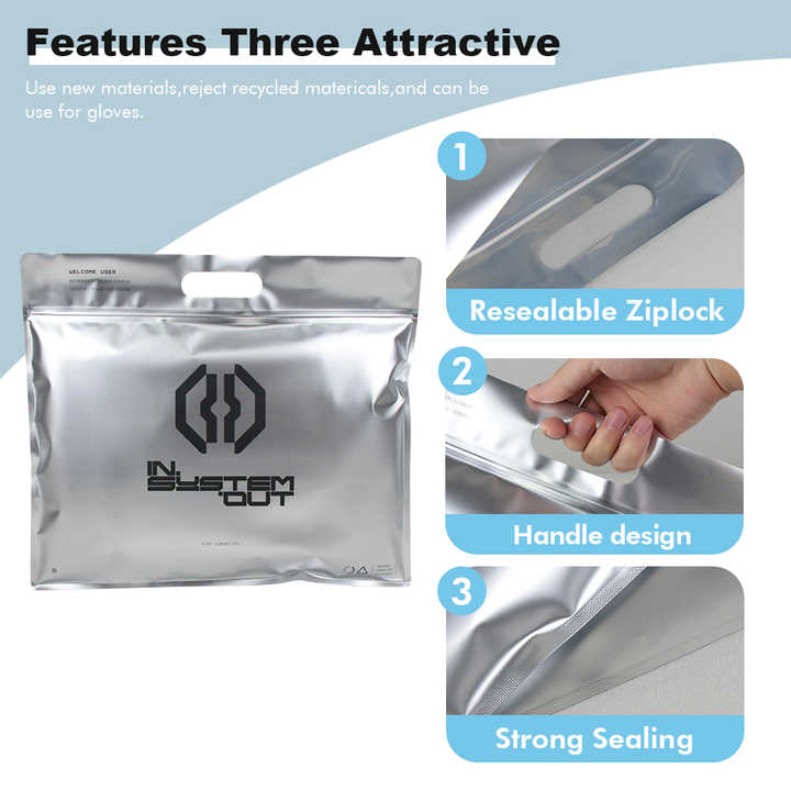 Custom Printed Logo Aluminum Foil Handle Bags - Durable