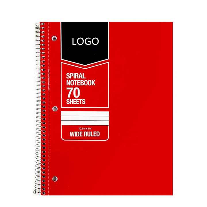 Custom Logo Spiral Notebook - 70 Sheets, Assorted Colors