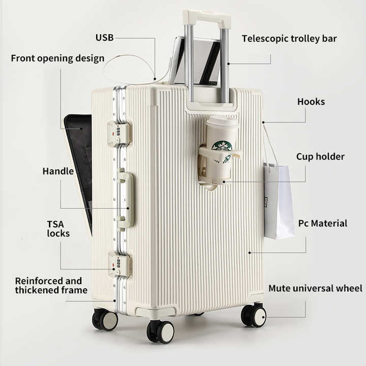 Vintage Aluminum Frame Luxury Suitcase - Unisex Travel Luggage