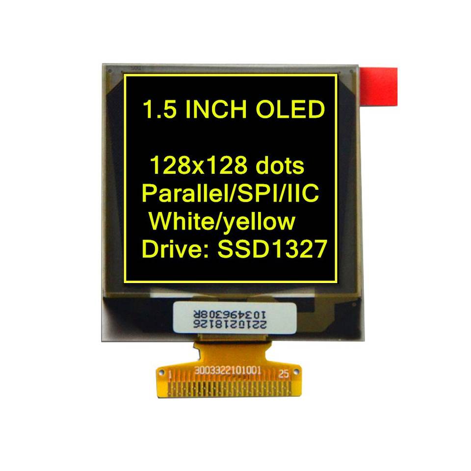 1.5 Inch SPI I2C 25pin White SSD1327 128x128 OLED Display