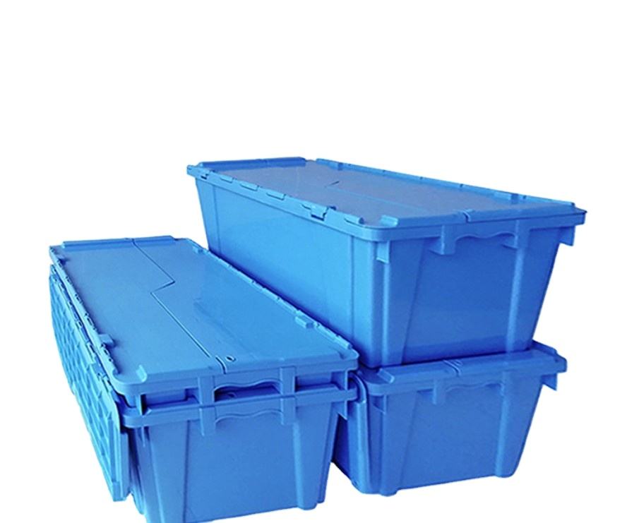 Nestable and Stackable PP Storage Boxes Attached Lid Box Moving Bins ...