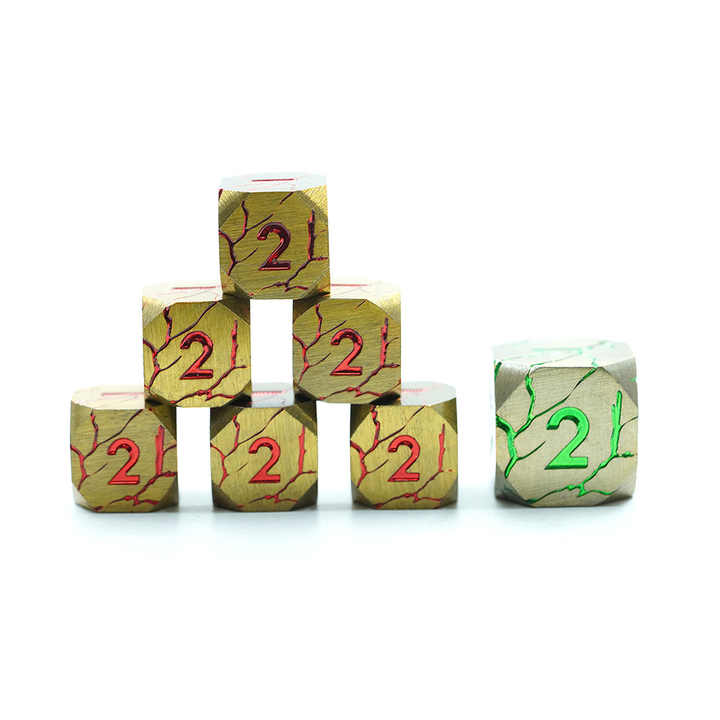 Single 6-Sided Gold Metal Polyhedral Square Dice Zinc Alloy Crack Shape ...