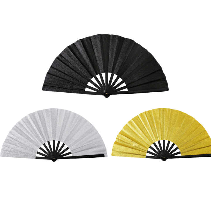 Glitter Shiny Portable Bamboo Folding Hand Fan for Festivals & Parties ...