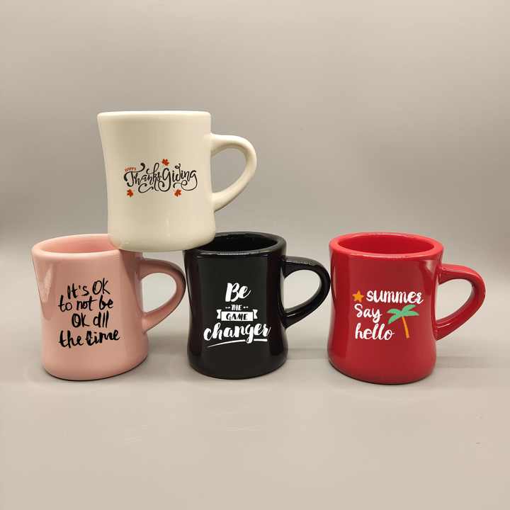 Custom Logo Classic Retro Diner Coffee Mug Thick Ceramic Pink Diner Mug ...