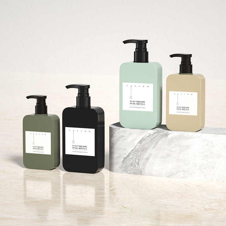 Custom Flat Square Shampoo Shower Gel Bottle - 200ml 300ml