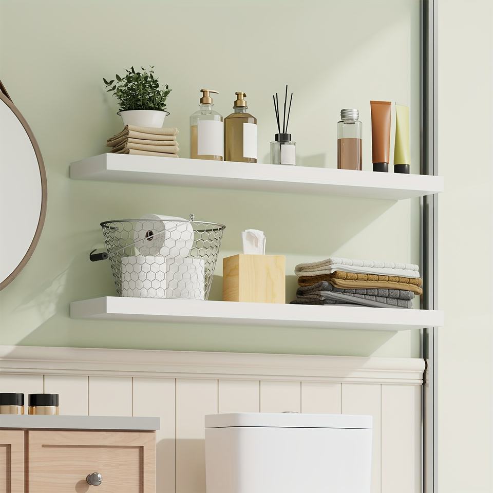 Floating Shelves 2pcs 22" White Hanging Shelf for Wall Decor Invisible ...