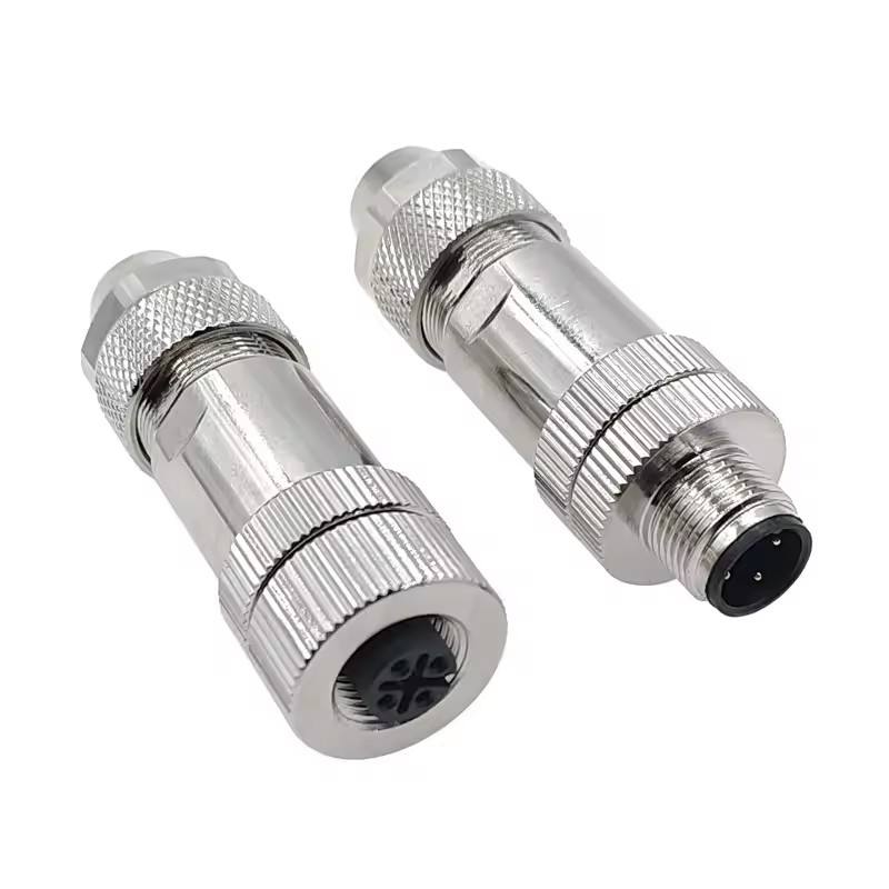 M12 Sensor Connector Male&Female Signal Shielding Metal Plug 4 5 8 Pin ...