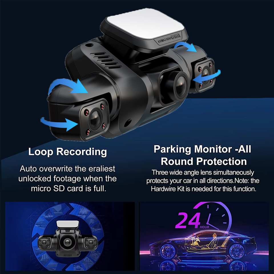 AI DMS Car Dvr 4 Channel Dashcam 2k Front and Rear 1080p with Night ...