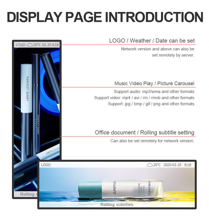 Screen Stretch Bar LCD Store Shelves - Ultra Wide Display