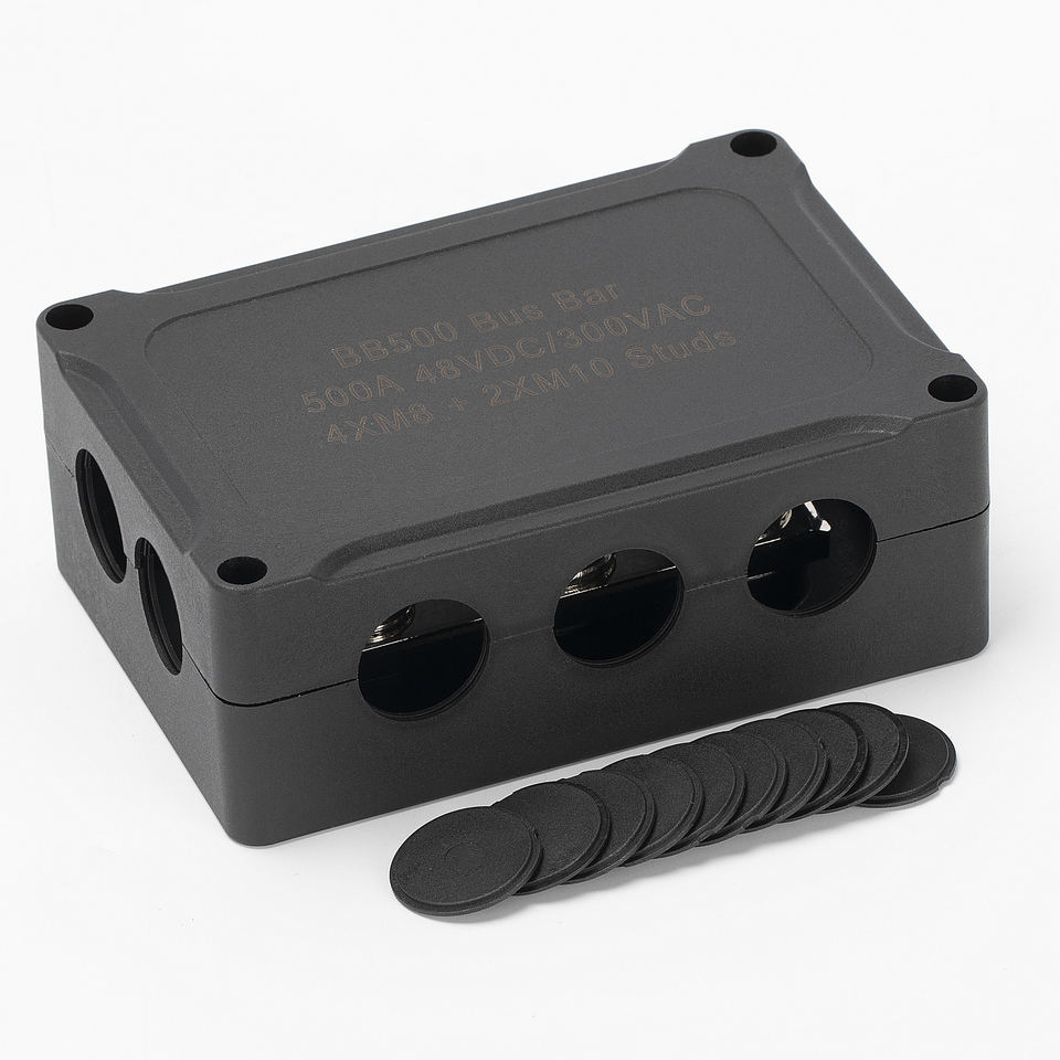 500A 48VDC Rectangular Copper Bus Bar with M8 & M10 Studs for ...