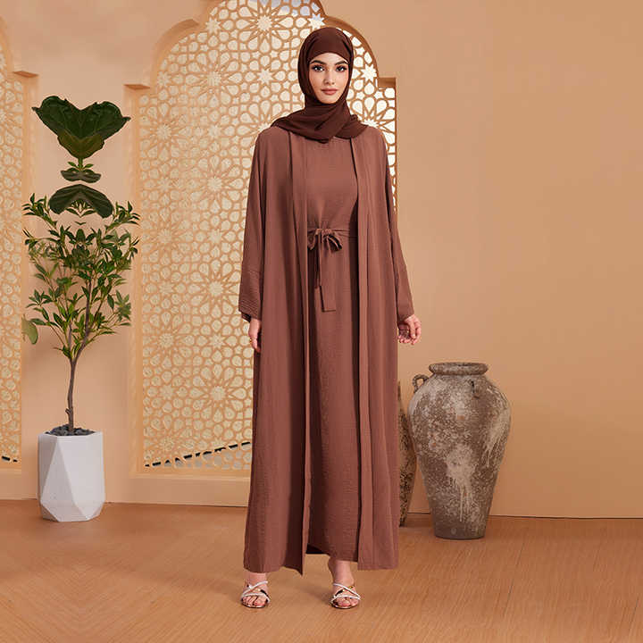 Habib Women Modest Abaya Set Wholesale Plain Abaya Kimono Set Islamic ...