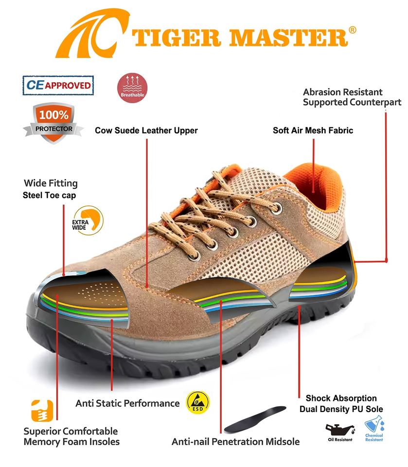 Tiger Master Low Cut Oil Slip Resistance Breathable Anti-smashing Steel ...