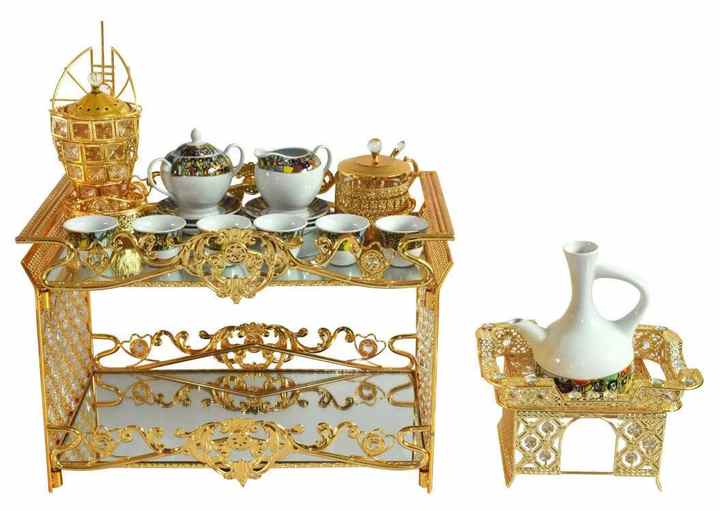 Ethiopian Eritrean Metal Rekebot Habesha Coffee Table Set