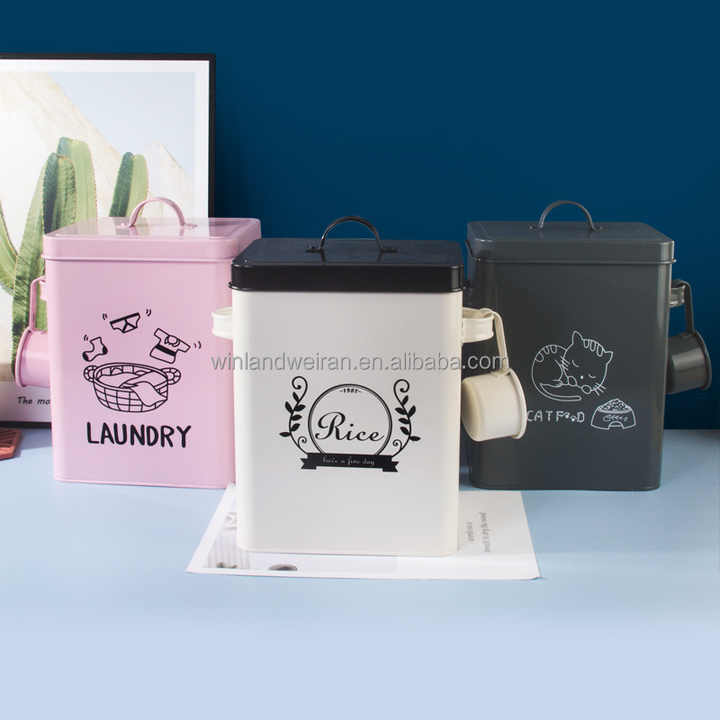 Metal Laundry Storage Bins Washing Box Bin Detergent Powder Storage ...