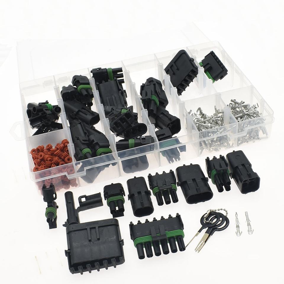 1 Box 323PCS Delphi 2.5mm Waterproof Electrical Wire Connectors 1 2 3 4 ...