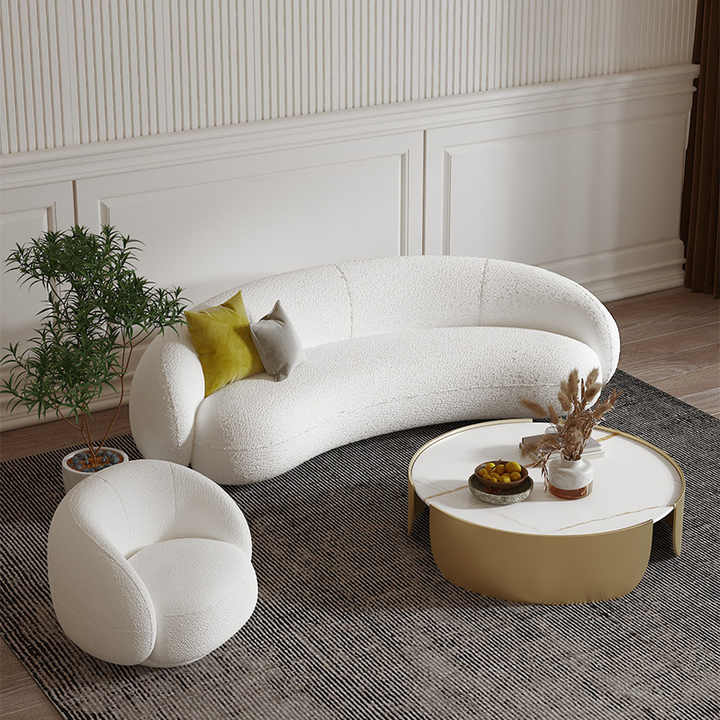 Modern Minimalist White Half Circle Designer Sofa Set - Luxury Lounge ...