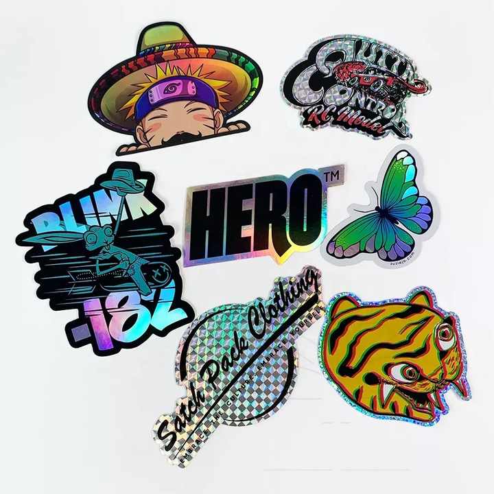 Custom Logo 3D Glitter Holographic Stickers for Die Cut