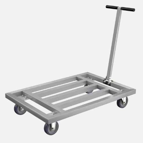 Metal Flatbed Pushcart Trolley Square Tube Folding Hand Cart Warehouse ...