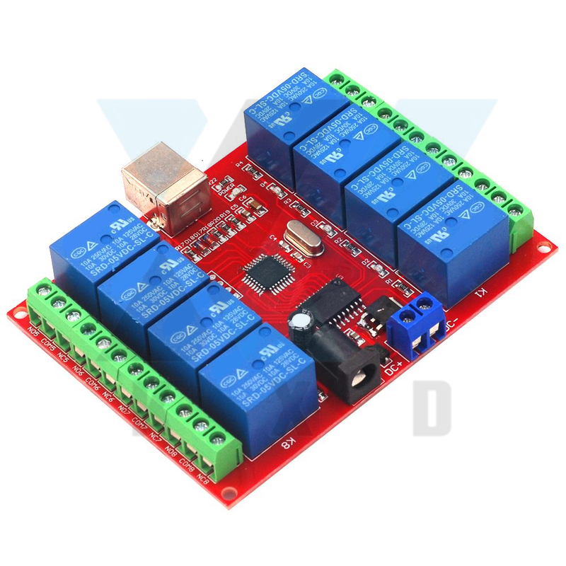 8CH 5V/12V/24V USB Relay Module Control Switch Programmable Computer ...