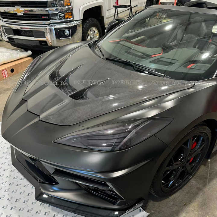 Double-sided Carbon Fiber ZR1 Style Hood for Corvette C8