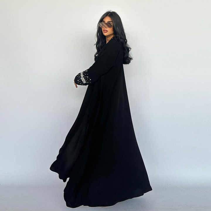 Shop Elegant Black Abaya Dubai - Latest Solid Color Open Abaya