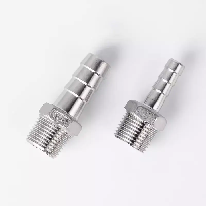 304 Stainless Steel BSP NPT 1/8 1/4 304 Male Threaded Fittings Hex Hose Barb Adapter Fitting ...