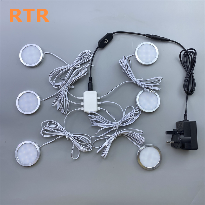 12V LED Puck Light Kit CRI 90 with Lumileds LEDs Under Cabinet with IR ...