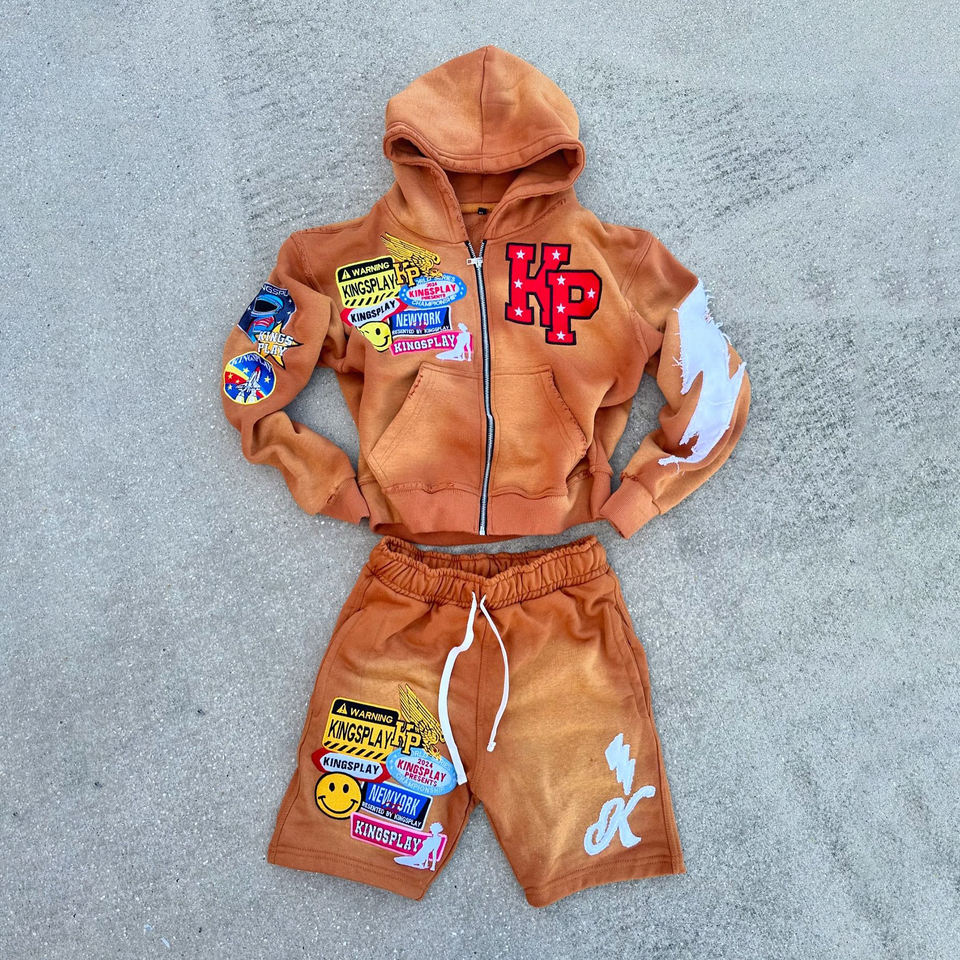 Custom Streetwear Two Piece Sweat Suit Summer Jacket Tracksuit ...