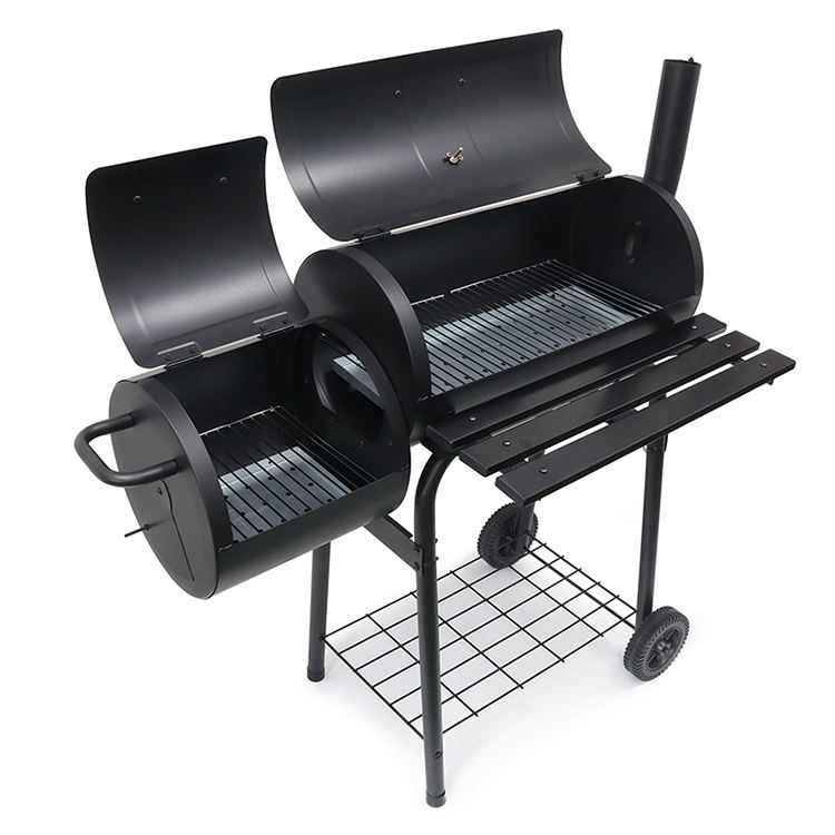 2in1 Modern Steel Offset Smoker Charcoal BBQ Grill Porcelain Enamel ...