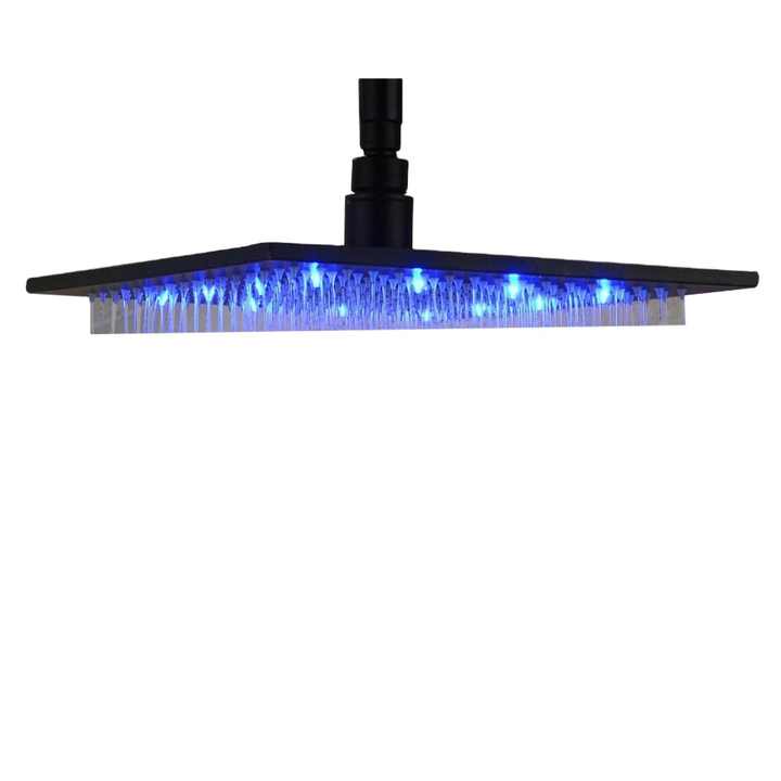 Luxury 16 Inch Square Shower Water Saving Blacken Painted Led Light ...