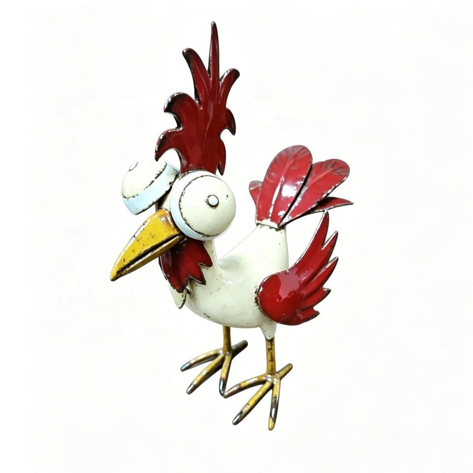 Modern Metal Colorful Rooster Statue Desk for Home & Outdoor Decoration ...