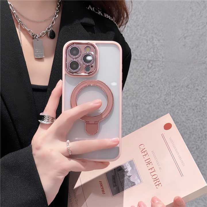 Easoncase Clear PC Case with Glitter Camera Lens for Iphone 14/15 Pro Max