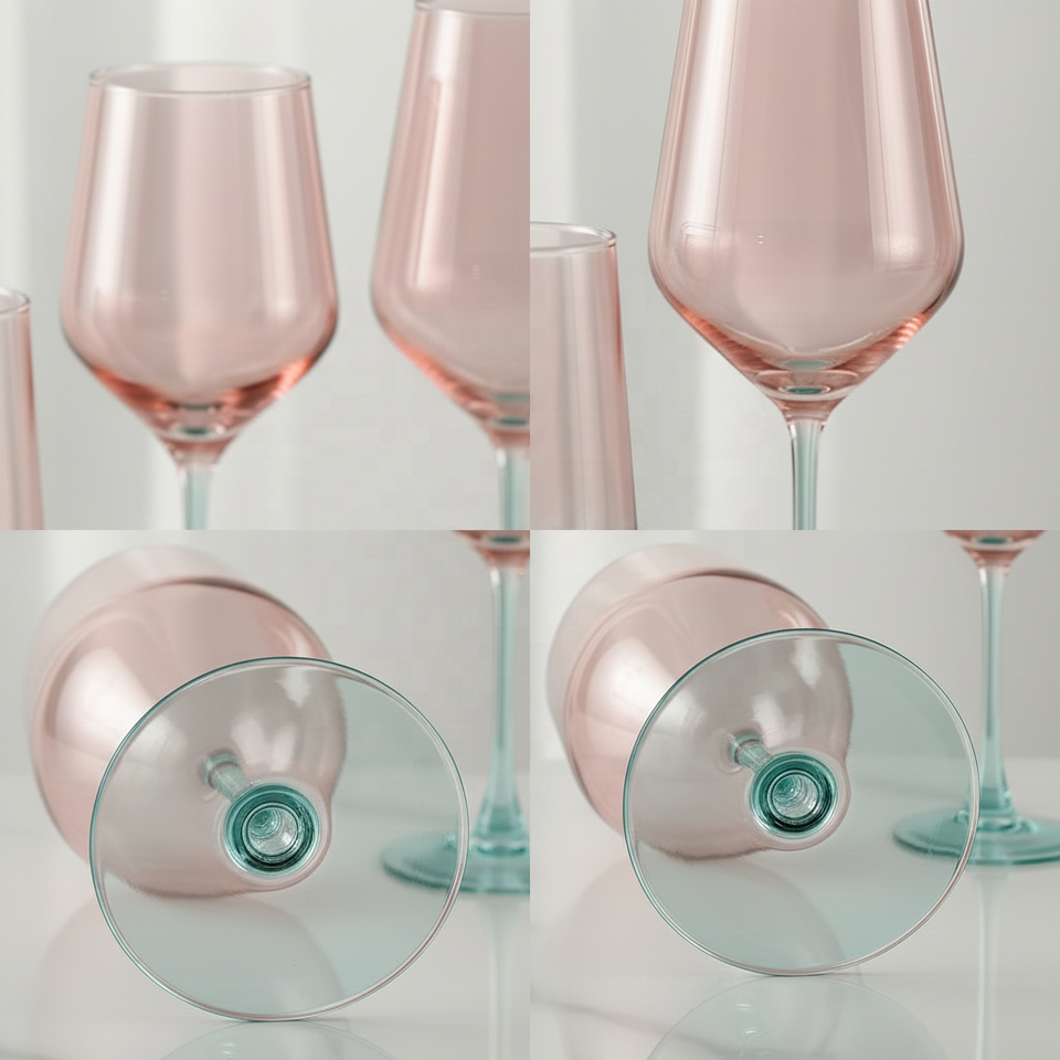 Modern Pink Blue Sprayed Stemmed Glass Set for Weddings Business ...