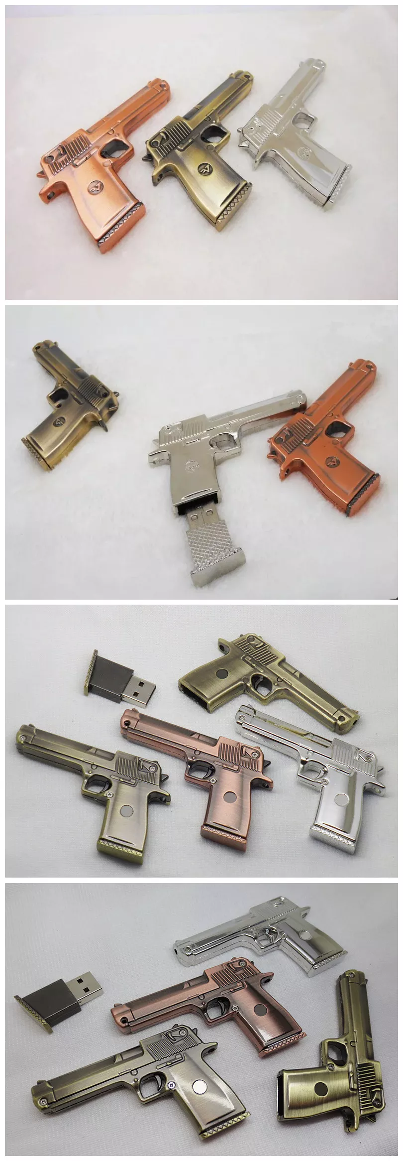 Metal Brass Gun Shape USB Flash Drive Pistol Pen Drive 2.0 8GB 16GB ...