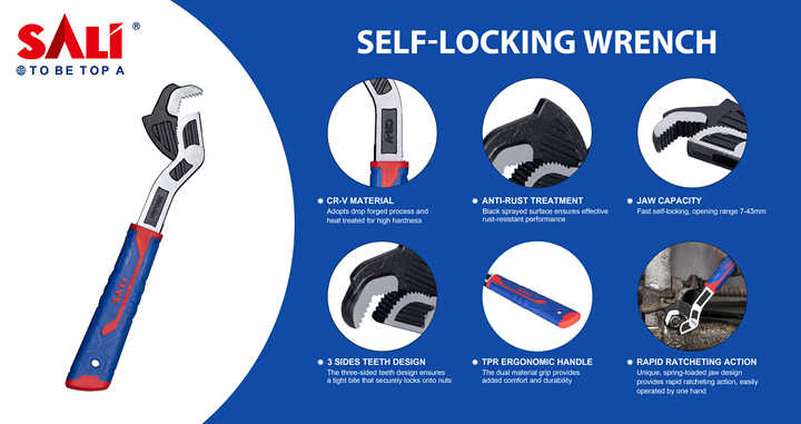 For SALI Chrome Steel Self-Locking Adjustable Combination Wrench Set ...