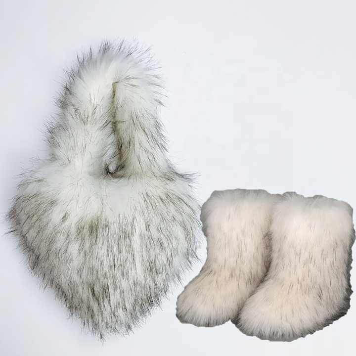 IDOIT Faux Fur Small Children's Crossbody Love Bag Kids Furry Boots and ...