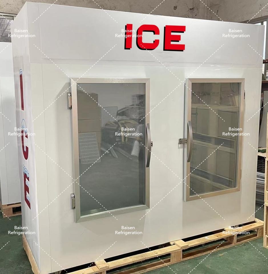100 Cu Ft Solid /Glass Door Auto Defrost Bagged Ice Merchandiser /Ice ...