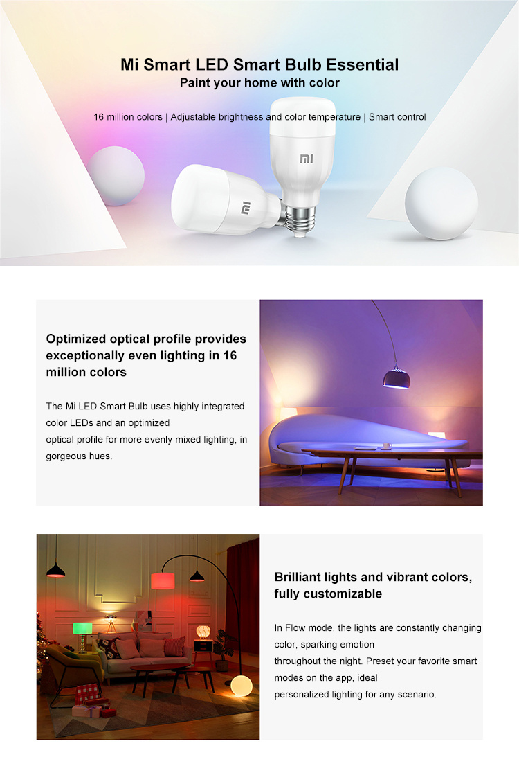 Xiaomi Mi LED Smart Bulb Essential White Color E27 Environmental Led ...