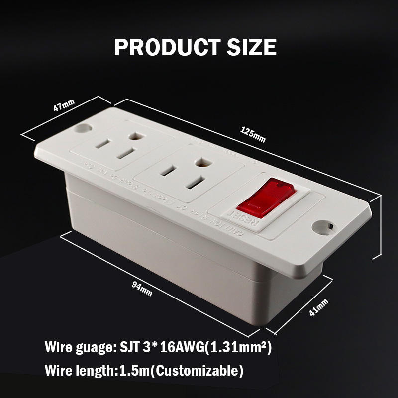 Recessed Power Strip with circuit breaker switch Mount Power Outlet ...