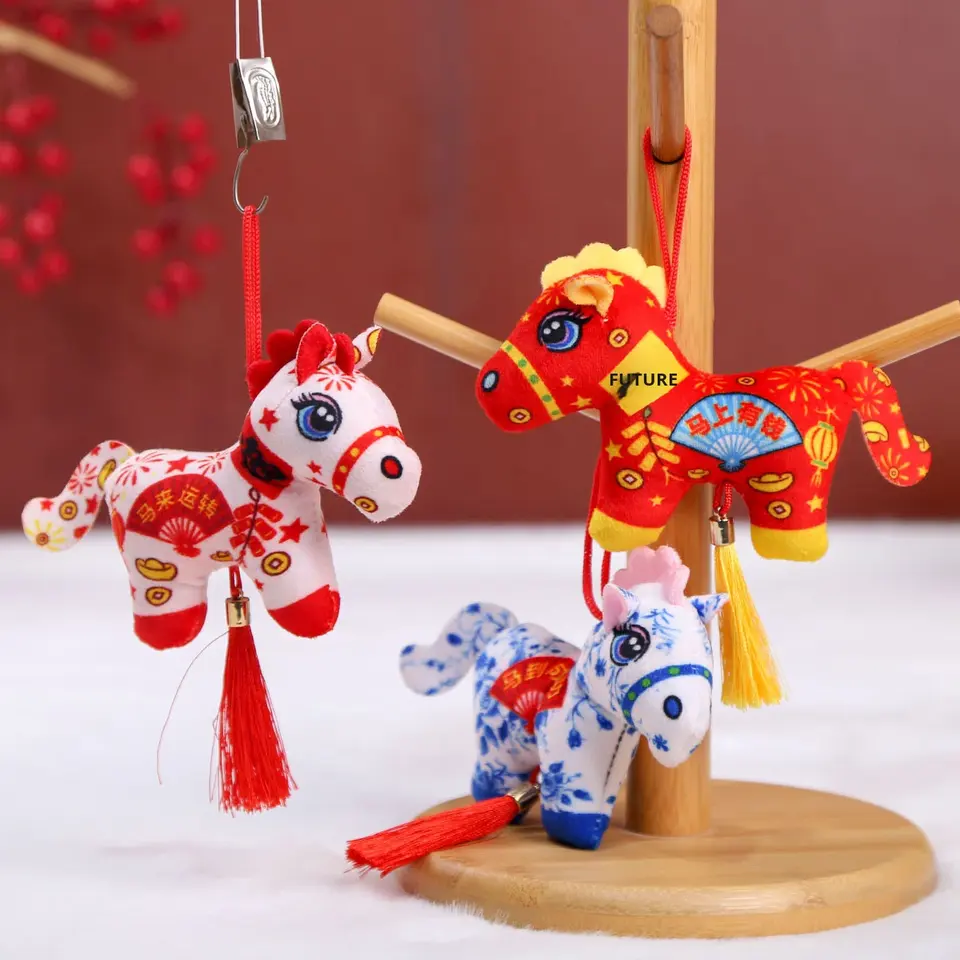 Chinese Style Paper-cut Horse Zodiac Year Mascot Plush Toy PP Cotton ...