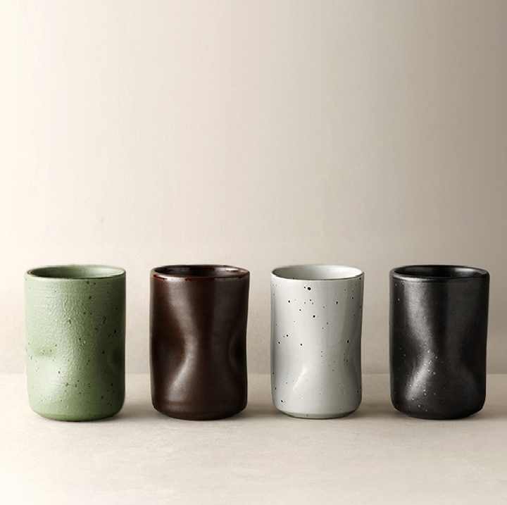 Handmade Pottery Coffee Mugs - Retro Japanese Style